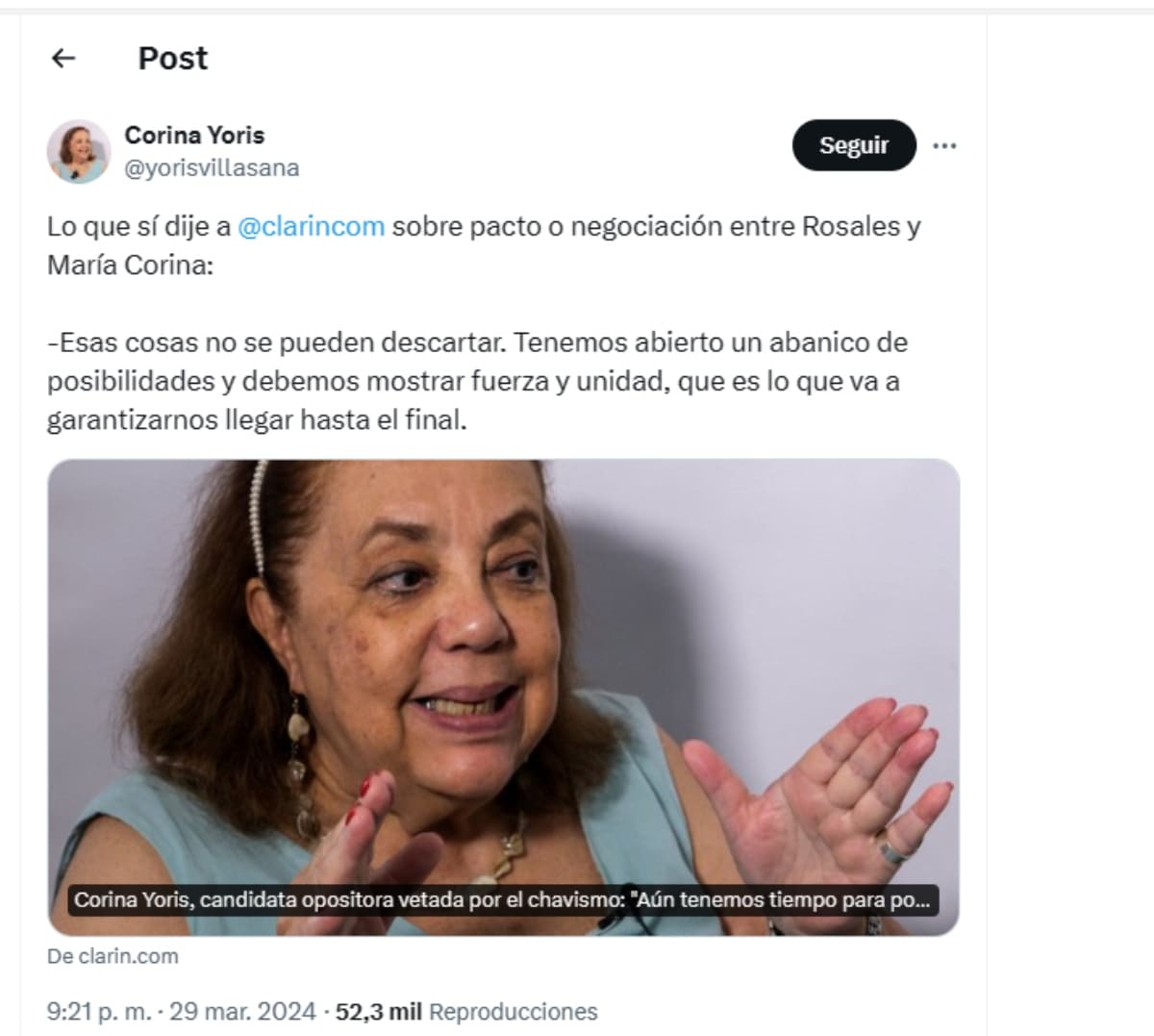 Designada Corina Yoris no descarta pacto con Rosales: "Tenemos abierto ...